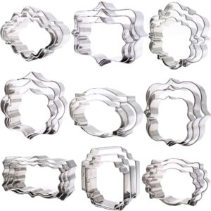 plaque frame cookie cutters set -different frames plaque and tiles cutter molds for making fondant cake cookies biscuit fruit, great for wedding mother's day and birthday party decorations (27 pcs)