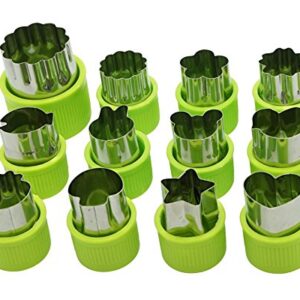 Cofe-BY DIY Veggies Cutter set 12pcs, Flower Star Animals Shapes Mini Fruit Cutters Decorating Kits for Cookies Fondant Cake Decoration Kids Food Bento Box Baking Supplies Home Essentials