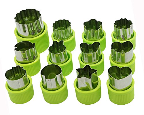 Cofe-BY DIY Veggies Cutter set 12pcs, Flower Star Animals Shapes Mini Fruit Cutters Decorating Kits for Cookies Fondant Cake Decoration Kids Food Bento Box Baking Supplies Home Essentials