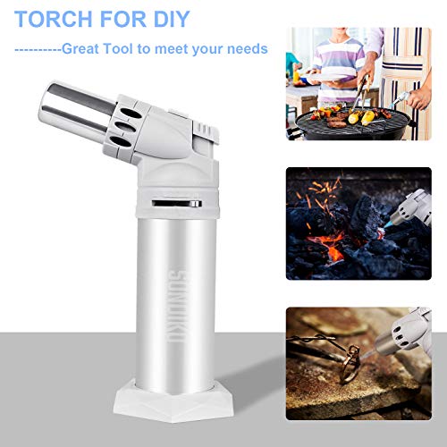 Mini Kitchen Torch, Sondiko Butane Torch Refillable Blow Torch Lighter with Adjustable Flame&Safety Lock for Cooking, BBQ, Creme Brulee, DIY, Soldering (Butane Gas not Included)