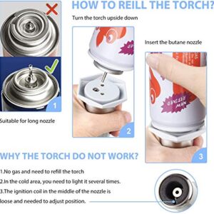 Mini Kitchen Torch, Sondiko Butane Torch Refillable Blow Torch Lighter with Adjustable Flame&Safety Lock for Cooking, BBQ, Creme Brulee, DIY, Soldering (Butane Gas not Included)