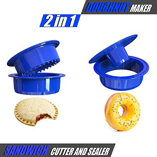 Donut Cutter Maker Mould Doughnut Desserts Bread Cookies Cutter Maker Mold with Dipping Plier for Frying, Sandwich cutters for Kids, Sandwich Cut and Seal for Boys and Girls