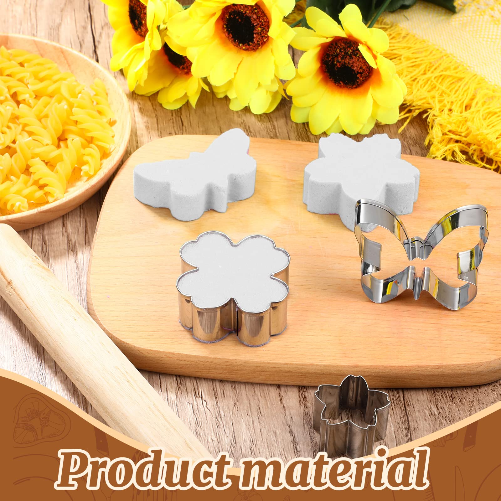 17 Pcs Flowers Cookie Cutter Set and Butterfly Biscuit Fondant Cutters Daisy Cherry Blossoms Tulip Sawtooth Circle Clover Plum Blossoms Butterfly Cookie Cutters Stainless Steel Spring Cookie Cutters