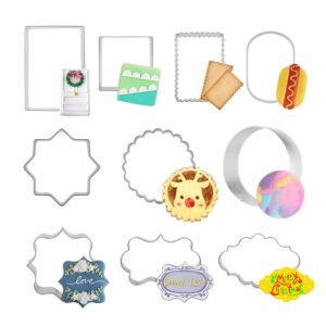 10 PCS Plaque Frame Cookie Cutters Set Fondant Tiles Biscuit Cutter Molds for Cookie Fruit Shapes