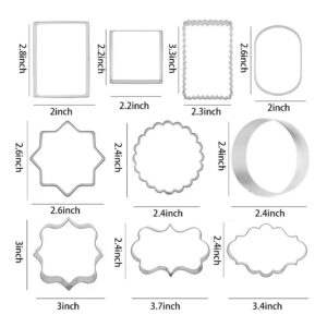 10 PCS Plaque Frame Cookie Cutters Set Fondant Tiles Biscuit Cutter Molds for Cookie Fruit Shapes