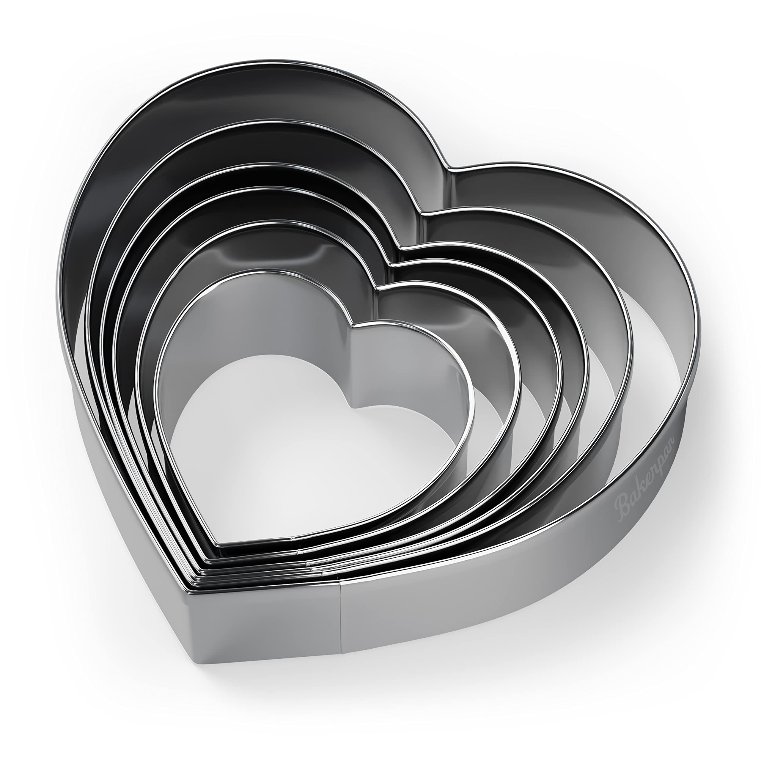 Bakerpan Stainless Steel Heart Cookie Cutter Set - Mini Heart Cookie Cutter Durable and Dishwasher Safe - Heart Shaped Cookie Cutters for Baking