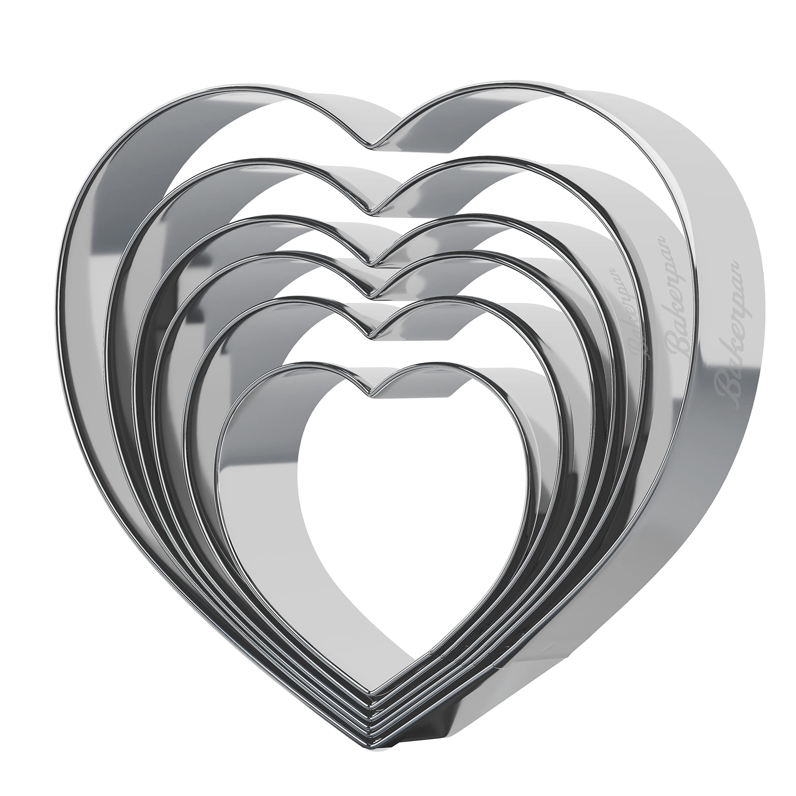 Bakerpan Stainless Steel Heart Cookie Cutter Set - Mini Heart Cookie Cutter Durable and Dishwasher Safe - Heart Shaped Cookie Cutters for Baking