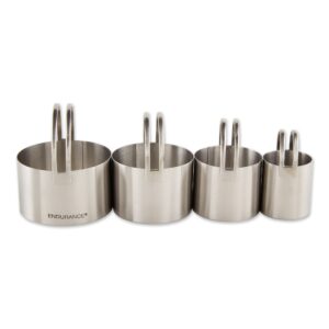 rsvp international endurance round biscuit cutters - stainless steel, set of 4 | nest for easy storage | for cutting thick or thin dough | professional | high handle arch