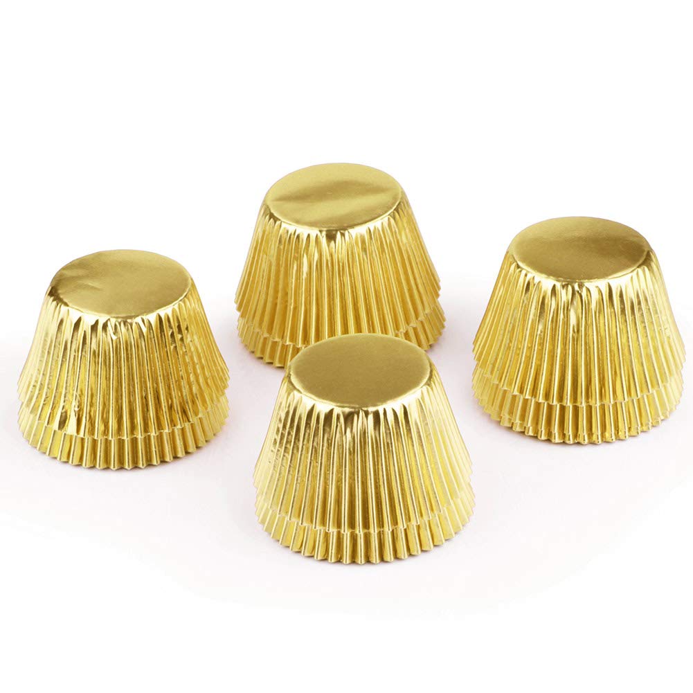 Gifbera Gold Foil Jumbo Cupcake Liners Metallic Large Muffin Baking Cups, 160-Count