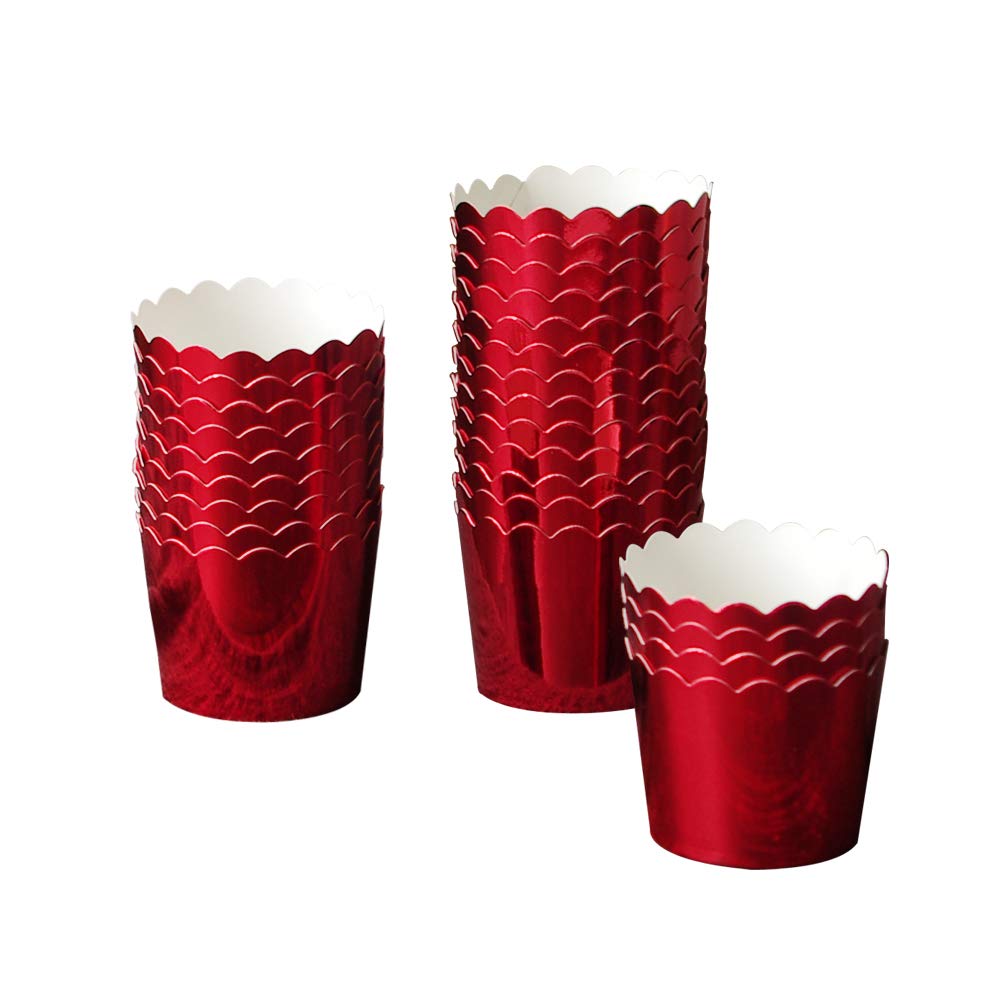 50 Pcs Paper Cupcake Liners Baking Cups, Holiday/Parties/Wedding/Anniversary(Red)