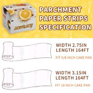 Baking Parchment Paper Side Liners - Baking Strips Roll for Round Cake Pans, Cheesecake Springform Pan, Non Stick Pan Lining Paper 3.15in x 164ft, Pre-cut Heat Resistant Kitchen Paper