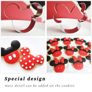 XUNMEINT Minnie mouse Cookie Cutter Set with Storage Box, Mickey, Minnie, Glove, Donald, Winnie the Pooh, Kitty Cat, Bow shapes Sandwich Cutters,8 Pcs Fondant Cutter for Kids