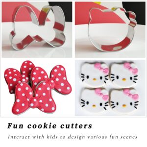 XUNMEINT Minnie mouse Cookie Cutter Set with Storage Box, Mickey, Minnie, Glove, Donald, Winnie the Pooh, Kitty Cat, Bow shapes Sandwich Cutters,8 Pcs Fondant Cutter for Kids