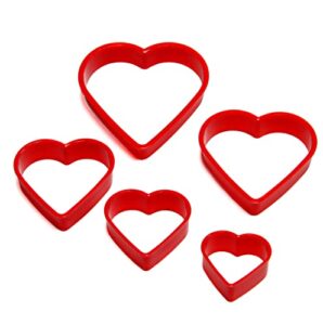 chef craft select plastic heart cookie cutter, 5 piece set, red