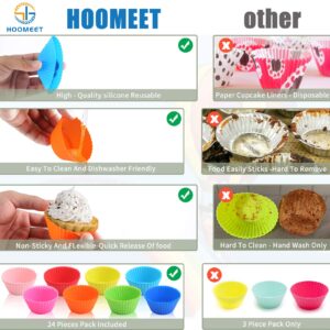 HOOMEET 36 Pack Silicone Molds, Silicone Muffin Cups, Silicone Cupcake Baking Cups, Silicone Cupcake Molds, Reusable Cupcake Liners, Rainbow Color