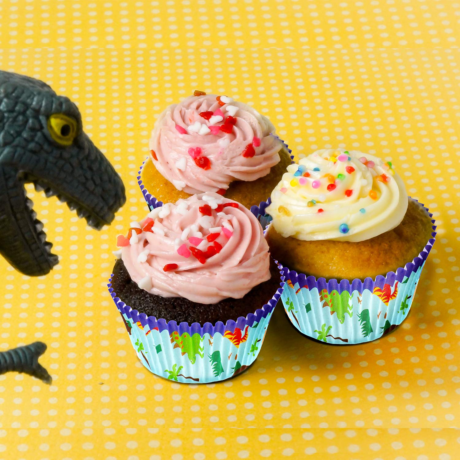 200 Pieces Dinosaur Cupcake Wrappers Dino Cupcake Holders Dinosaur Baking Cups Dinosaur Cupcake Liners for Baby Shower Wedding Birthday