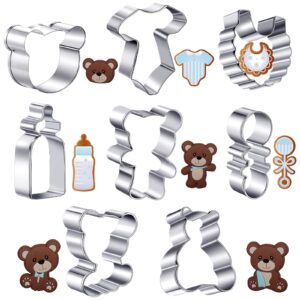 8 pieces cute bear cookie cutters baby shower vintage cookie cutter bear cookie mould for home kitchen baking biscuit bear baby shower party supplies