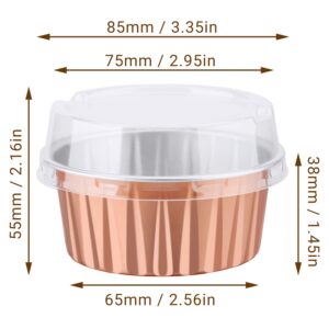 EUSOAR Disposable Baking Cups, 5oz 50pcs Foil Ramekins Cupcake Liners, Aluminum Foil Muffin Liners Cups with Lids, Disposable Aluminum Foil Cupcake Holders Cases Boxes Pans with Lids