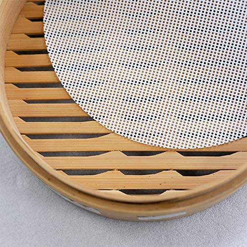 LadayPoa 10Pcs 12 inch Reusable Round Silicone Steamer Liners Non-stick Silicone Steamer Mesh Mat Pad Dim Sum Mesh for Home Kitchen or Restaurant