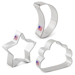 Celestial Cookie Cutters 3-Pc. Set Made in USA by Ann Clark, Star, Moon, Cloud