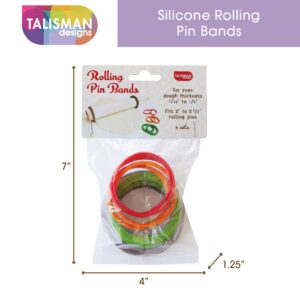 Talisman Designs Silicone Rolling Pin Bands | 8 Piece Set | Ensure Dough Thickness | Baking Accessories | Rolling Pin Rings | Bands for Rolling Pin | Rolling Pin Thickness Rings