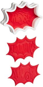 tovolo burst reversible templates set of 6 stamps, comic book cookie cutter, dishwasher-safe, red