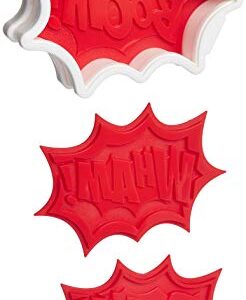 Tovolo Burst Reversible Templates Set of 6 Stamps, Comic Book Cookie Cutter, Dishwasher-Safe, Red