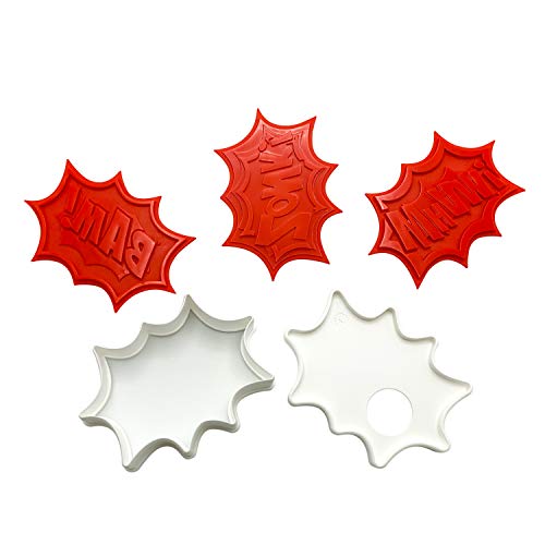 Tovolo Burst Reversible Templates Set of 6 Stamps, Comic Book Cookie Cutter, Dishwasher-Safe, Red