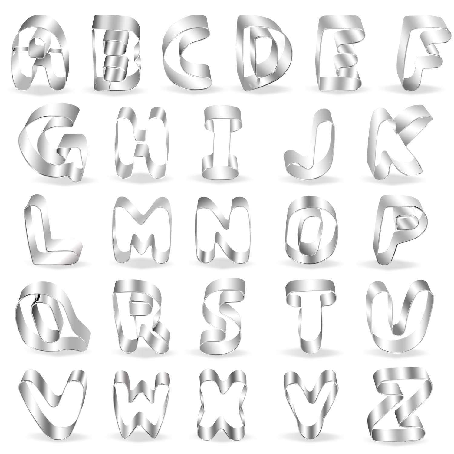 Alphabet Sandwich Cookie Cutters Set, FUBARBAR 26pcs 3'' Large Christmas Stainless Steel Letters Cookie Cutters Decorating Tool DIY Biscuit Mold for Fondant Biscuit, Cake, Fruit, Vegetable