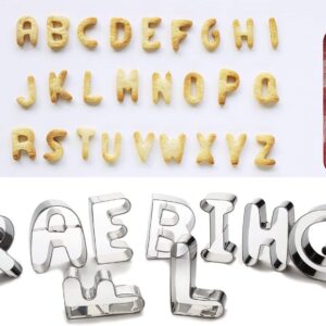 Alphabet Sandwich Cookie Cutters Set, FUBARBAR 26pcs 3'' Large Christmas Stainless Steel Letters Cookie Cutters Decorating Tool DIY Biscuit Mold for Fondant Biscuit, Cake, Fruit, Vegetable