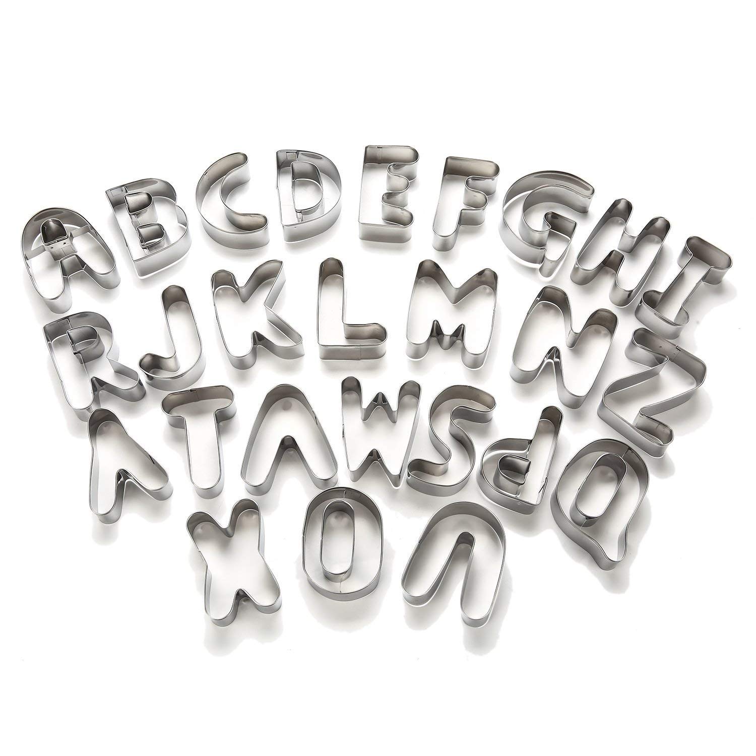 Alphabet Sandwich Cookie Cutters Set, FUBARBAR 26pcs 3'' Large Christmas Stainless Steel Letters Cookie Cutters Decorating Tool DIY Biscuit Mold for Fondant Biscuit, Cake, Fruit, Vegetable