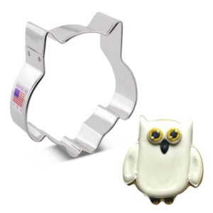 cute owl cookie cutter, 3.5" made in usa by ann clark