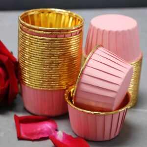 Tobeso Cupcake Liners for Baking | Muffin Liners Paper Cupcake Wrappers Cake Baking Cup Liners Standard Size 50pcs Little Pink Baking Cups for Bakery, Christmas, Wedding, Festival, Birthday Party