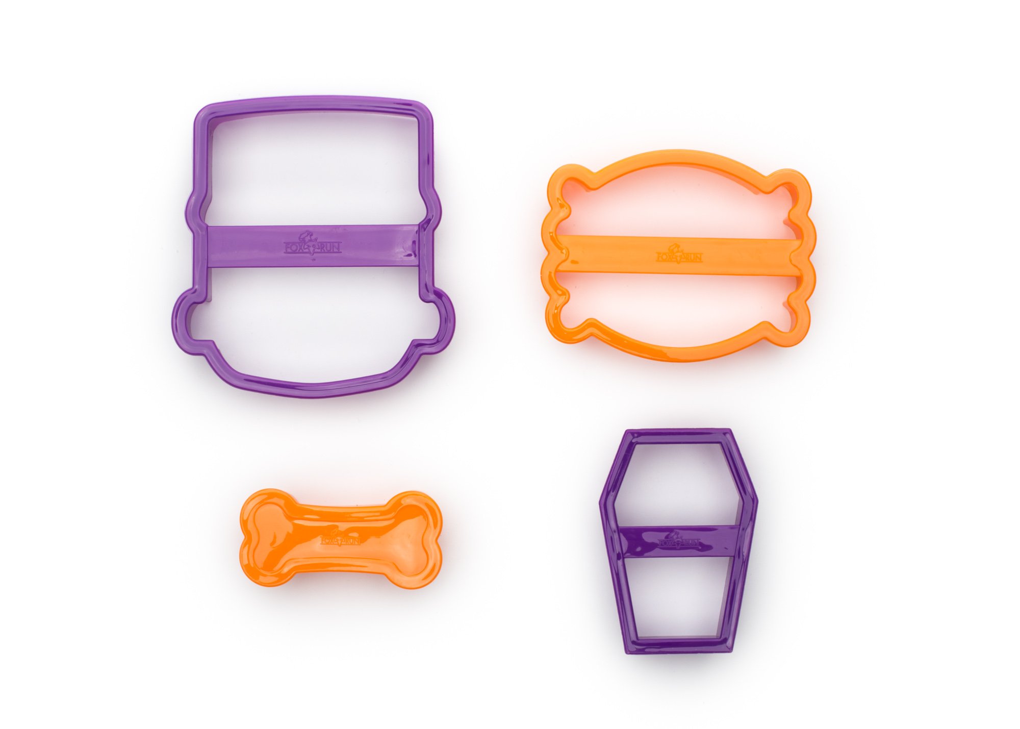 Fox Run Nesting Halloween Cookie Cutters, Set of 4, Frankenstein, Spider, Coffin, and Bone