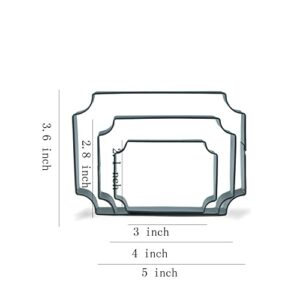 Keewah Rectangle Plaque Cookie Cutter Set - 5”,4”,3” - 3 Piece - Stainless Steel