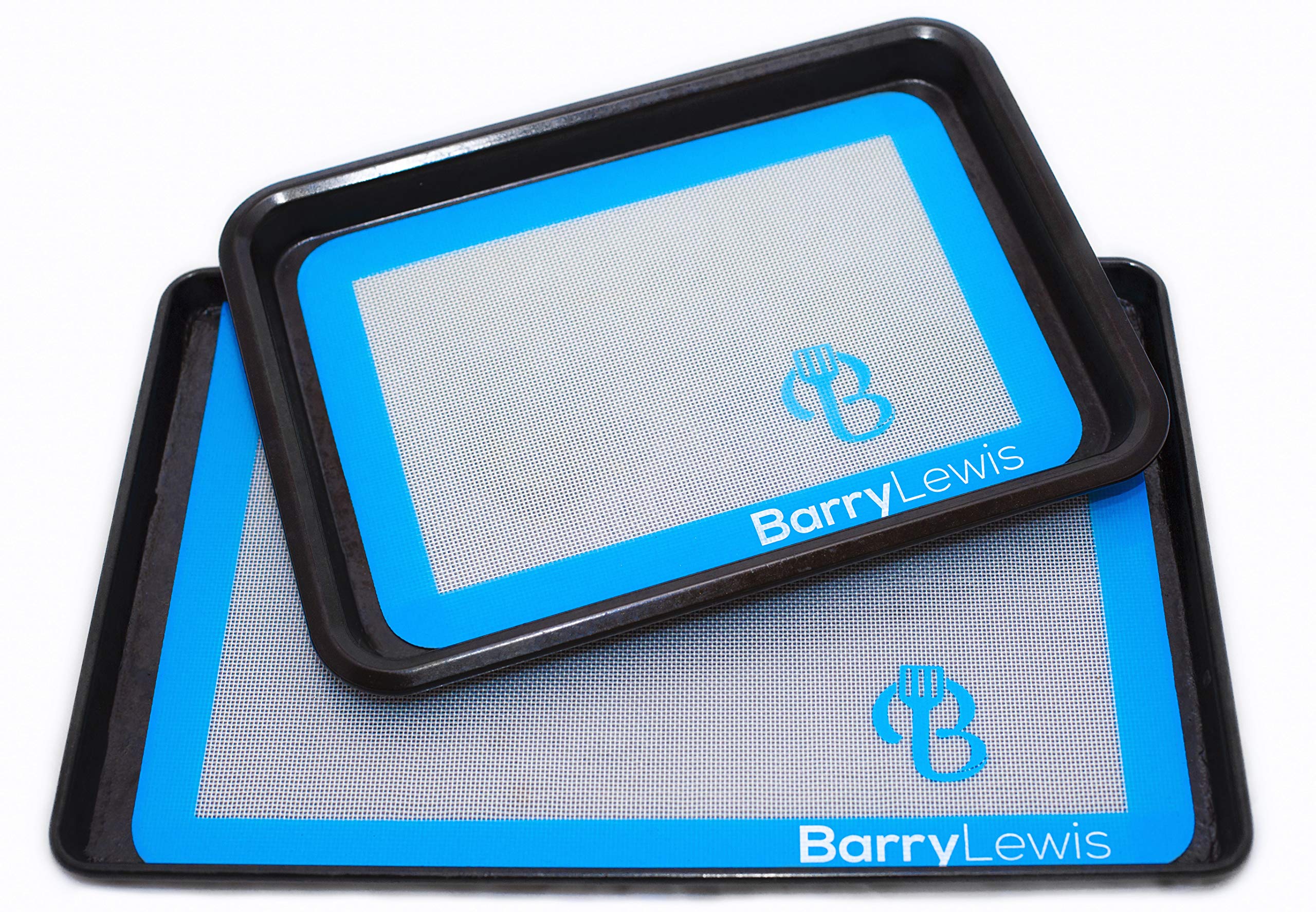 Barry Lewis Silicone Baking Mats - Non-Stick Sheet Mats - Set of 2 (15.75" x 11.75" Inches) & (11.75" x 8.25" inches)