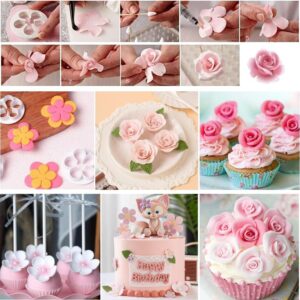 Flower Fondant Cutters,73Pcs Cake Cookie Cutter Plunger Sugarcraft Alphabet Letters Decorating Tools,Sunflower Rose Leaf Butterfly Heart Star Carnation Hollow Calyx Cutter Molds,Icing Modelling Kit