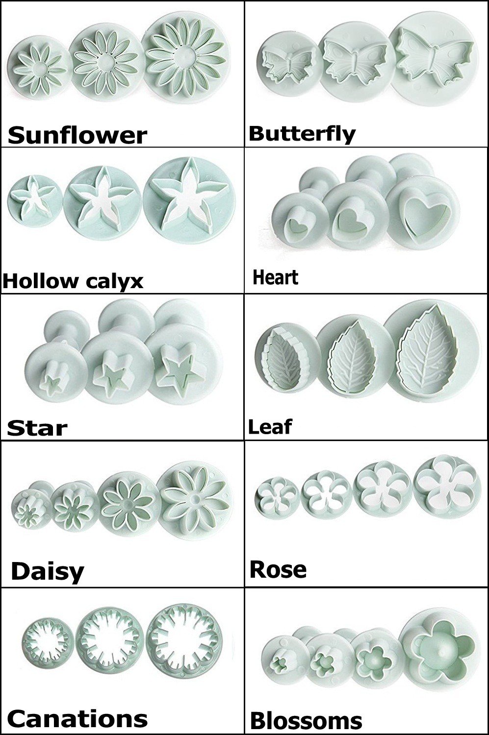 Flower Fondant Cutters,73Pcs Cake Cookie Cutter Plunger Sugarcraft Alphabet Letters Decorating Tools,Sunflower Rose Leaf Butterfly Heart Star Carnation Hollow Calyx Cutter Molds,Icing Modelling Kit