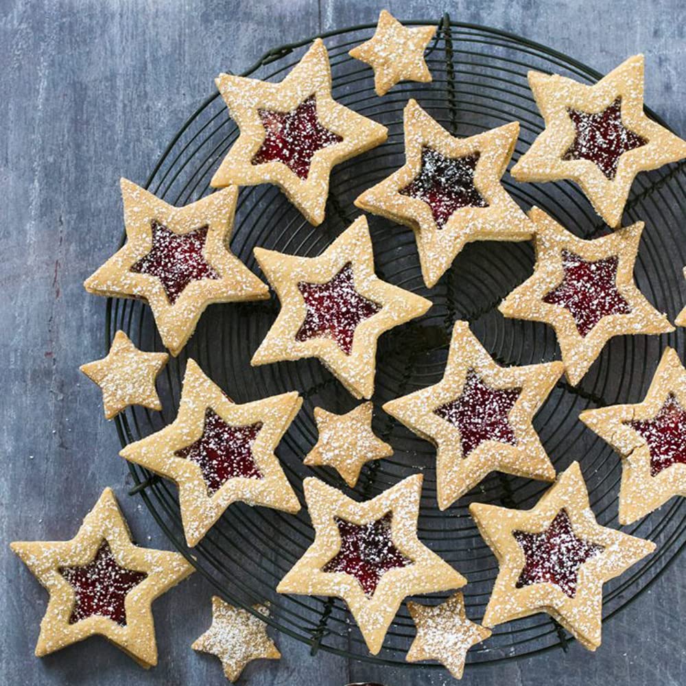 Antallcky Star Cookie Cutter Set-5 pcs Stainless Steel Five-pointed Star Biscuit Molds Fondant Cake Cookie Cutter Set Pastry Mold-for 3d Christmas Tree/Linzer Cookies