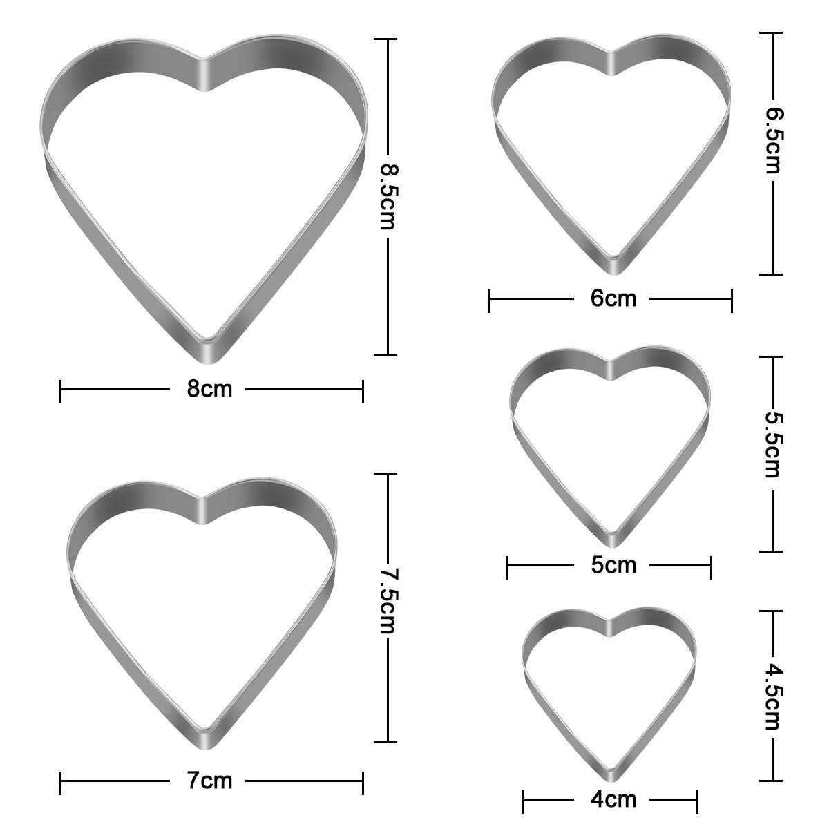 Xueerde 10Pcs Cookie Cutters Set Stainless Steel Biscuit Cutter Love Heart Shape and Star Shape Baking Vegetable Donuts Shape Cutters