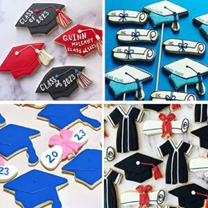 9 Pack 2023 Graduation Cookie Cutters Set - Graduation Cap, Diploma, Medallion, Graduation Gown, Plaque Frame, Number 2023 Biscuit Sandwich Fondant Fruit Cookie Cutters for Baking