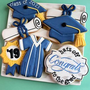 9 Pack 2023 Graduation Cookie Cutters Set - Graduation Cap, Diploma, Medallion, Graduation Gown, Plaque Frame, Number 2023 Biscuit Sandwich Fondant Fruit Cookie Cutters for Baking