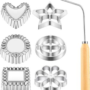 7 Pieces Rosettes Timbale Set, Rosette Iron Set with Handle, Lotus Flower Bunuelos Cookie Mold, Funnel Cake Maker Kit