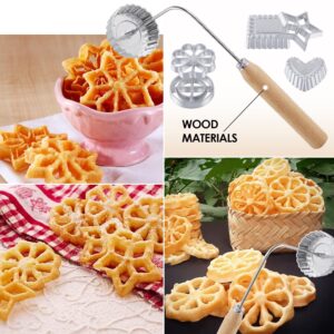 7 Pieces Rosettes Timbale Set, Rosette Iron Set with Handle, Lotus Flower Bunuelos Cookie Mold, Funnel Cake Maker Kit