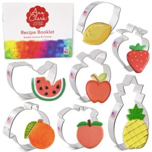 fruit basket cookie cutters 7-pc. set made in the usa by ann clark, lemon, peach, pineapple, watermelon, orange, strawberry, apple