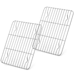 e-far small baking rack set of 2, stainless steel metal roasting cooking racks, size – 8.6"x6.2", non toxic & rust free, fit for small toaster oven, dishwasher safe