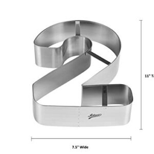 Ateco Extra Large Number Cake Mold and Cutter, 2, 11-inches Tall, Silver