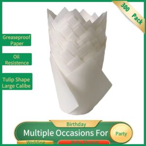 Tulip Cupcake Liners-300 Pack Tulip Cupcake Wrappers Greaseproof Muffin Liners Baking Cups For Birthday,Party,Wedding-white color