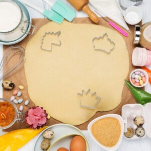 8 Pieces Princess Cookie Cutter Set with Crown, Dress, Castles, Unicorn Head Shapes Stainless Steel Fondant Biscuit Cutters and 6 Pieces Sugar Stirring Pins