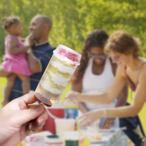 ASIBT Round Shape Clear Push-Up Cake Pop Shooter (Push Pops) Plastic Containers with Lids, Base & Sticks, Pack of 24